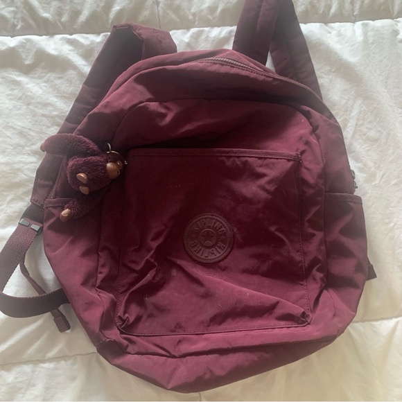 Kipling | Bags | Kipling Maroon Backpack With Monkey Keychain | Poshmark